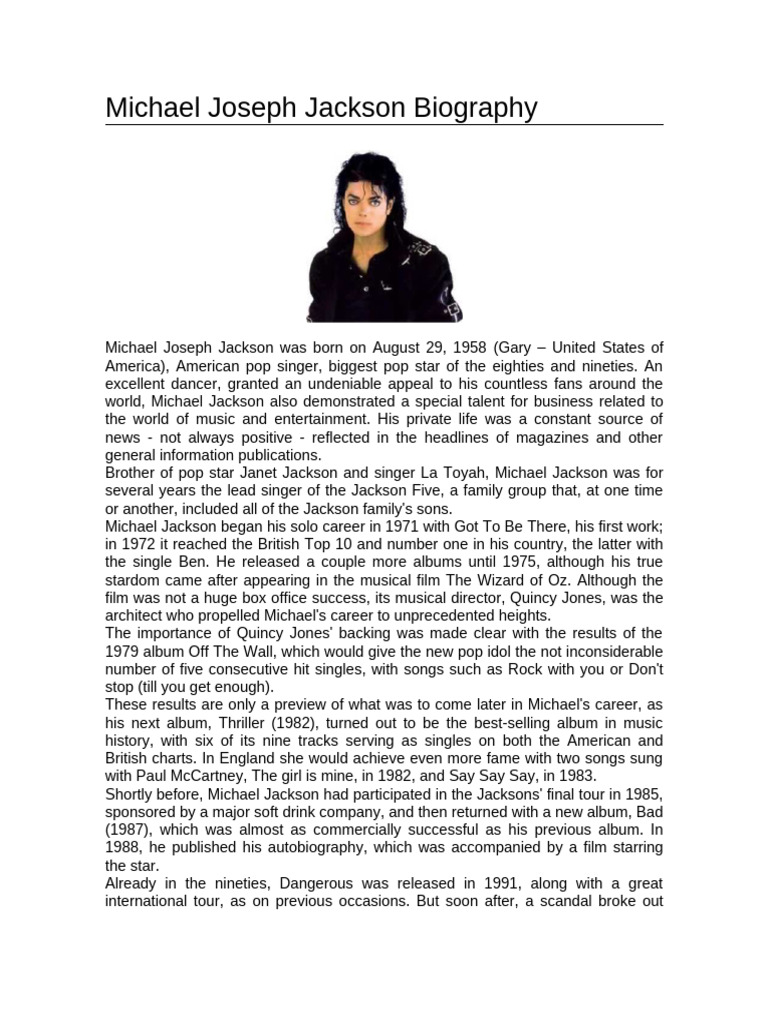 Michael Jackson: The King of Pop Biography | PDF