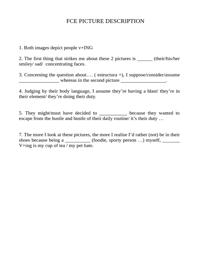 FCE Picture Description Techniques | PDF