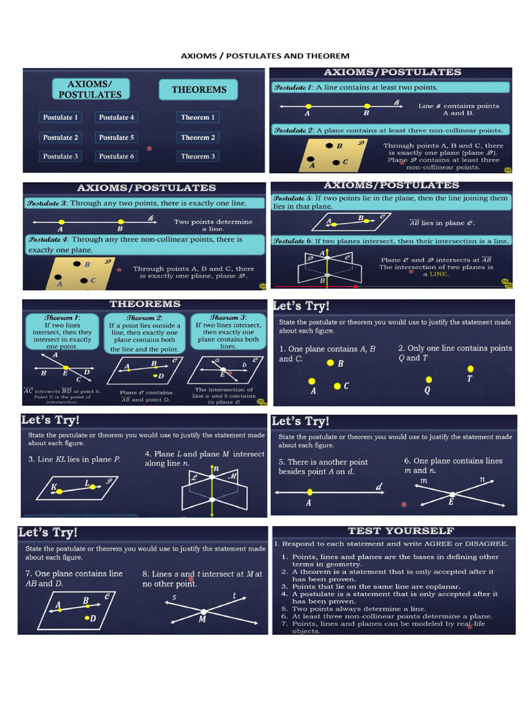 Postulates and Theorem Student | PDF