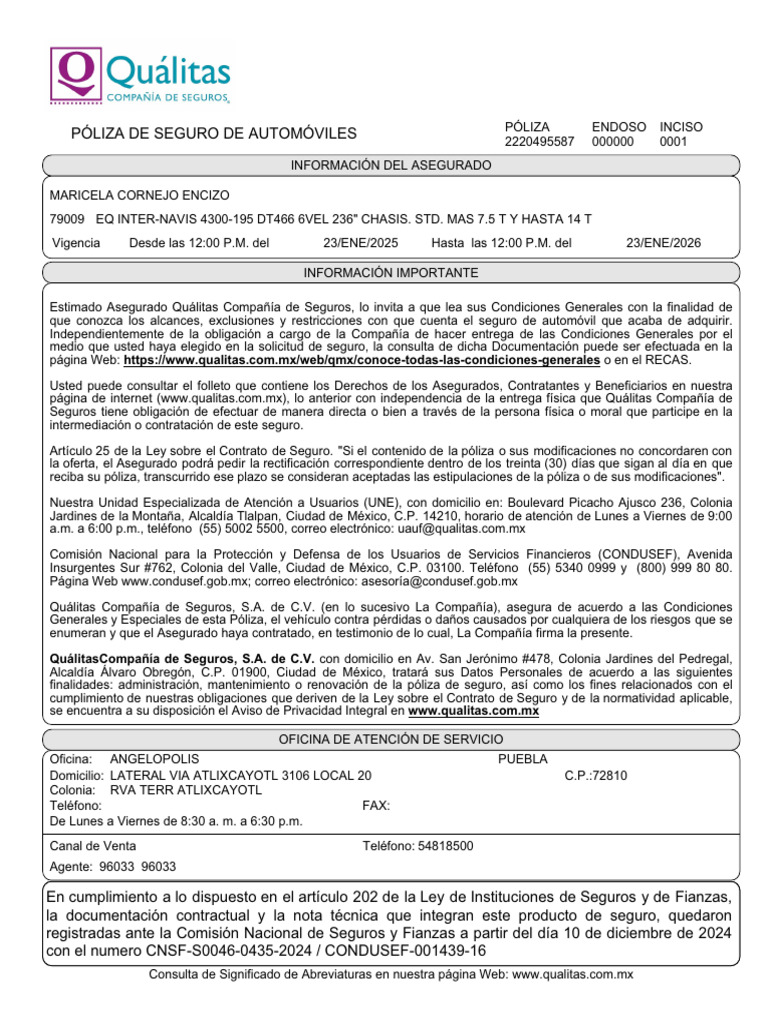 Póliza de Seguro de Auto Quálitas | PDF | Póliza de seguros | Seguro
