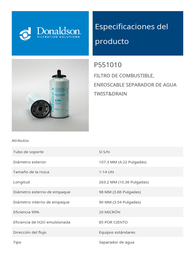 P551010 - Especificaciones Del Producto | PDF