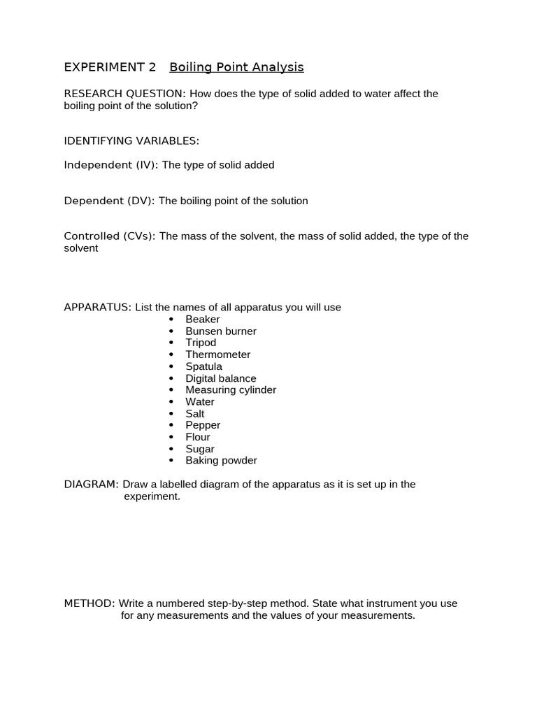 Boiling Point Experiment Setup | PDF