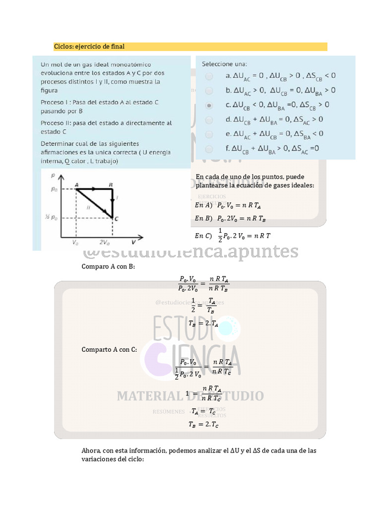 Ciclos - Ejercicios Resueltos | PDF | Termodinámica | Mecánica de Medios Continuos