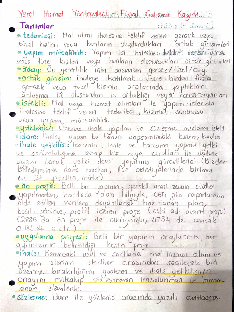 Yerel Hizmet Yöntemleri Final Notu | PDF