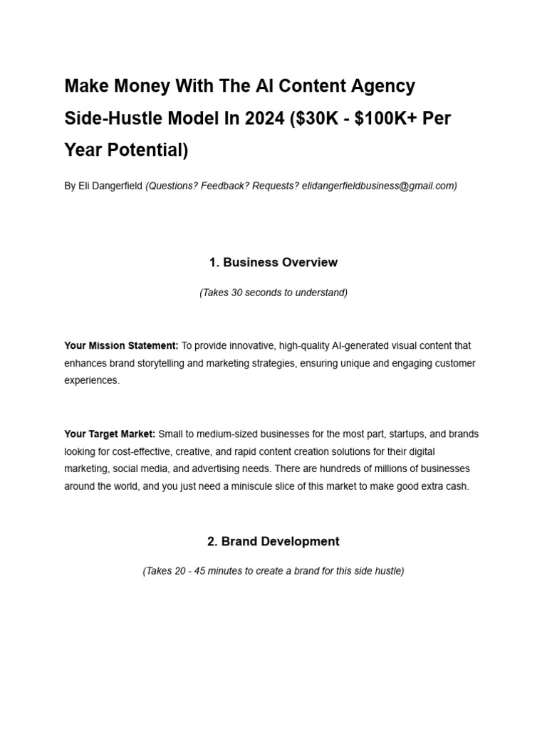 Make Money With the AI Content Agency Side-Hustle Model in 2024.Docx ...