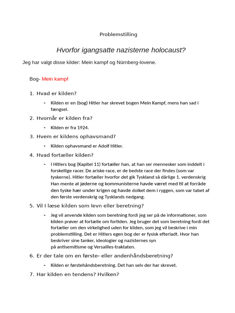 Problemstilling (Historie) | PDF