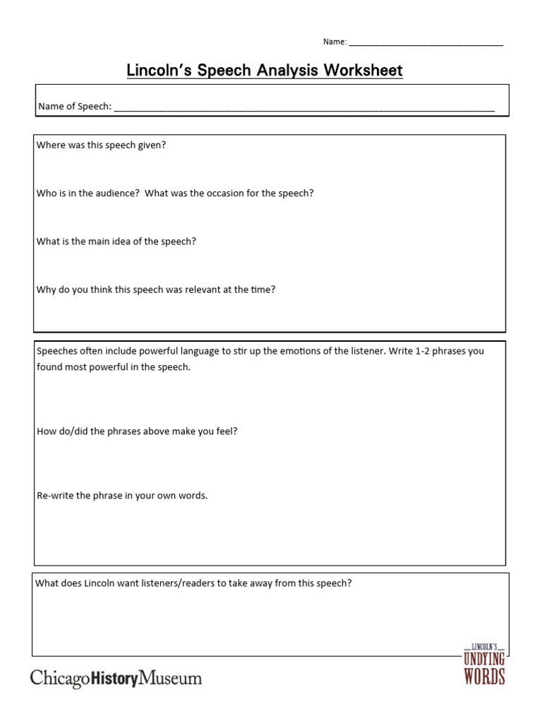 Lincoln SpeechAnalysisWorksheet | PDF