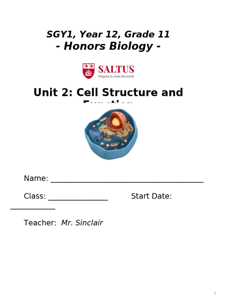 Unit 2 - Cell Structure and Function - 2024 | PDF | Endoplasmic Reticulum | Cell Membrane