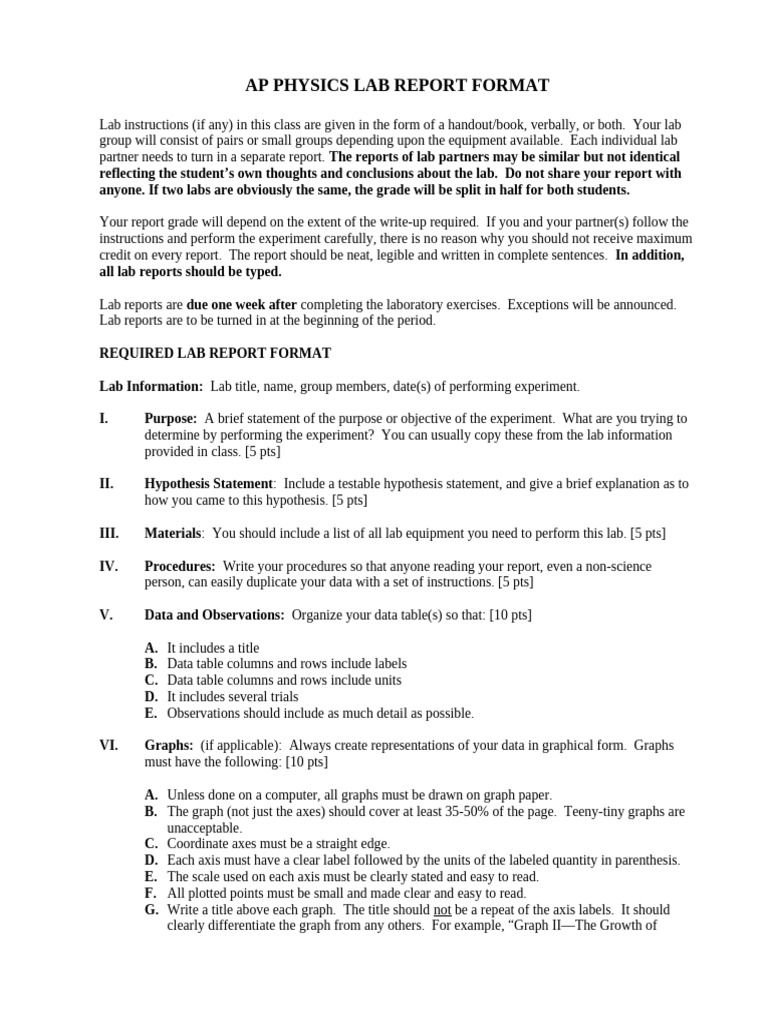 Lab Report Guide- AP | PDF | Experiment | Cartesian Coordinate System Lab Report Guide- AP | PDF | Experiment | Cartesian Coordinate System
