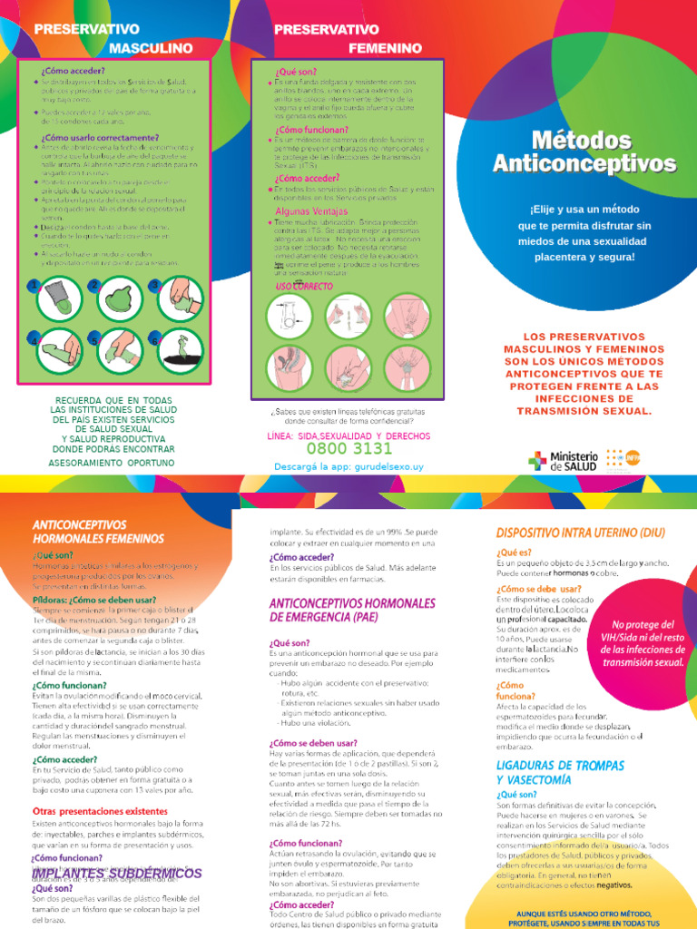 Triptico Metodos anticonceptivos | PDF