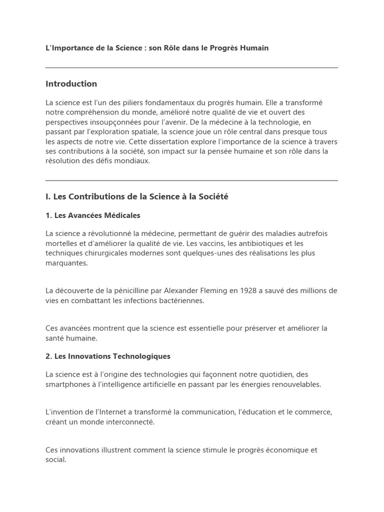 Importance de la Science dans le Progrès | PDF | Science | Méthode ...