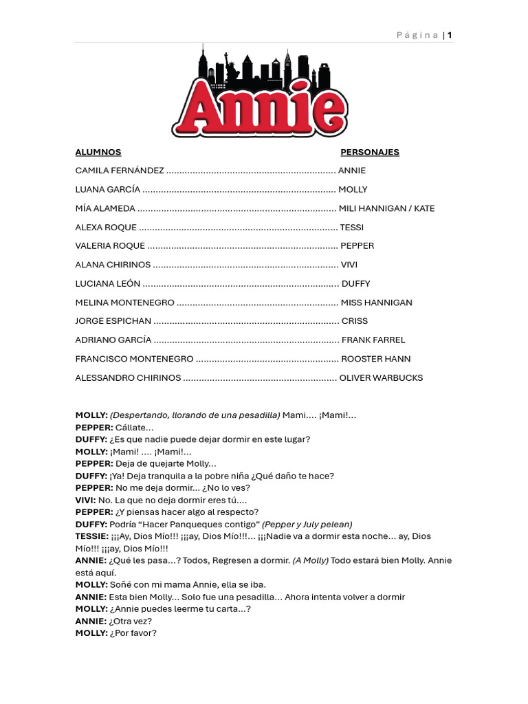 Annie - Tam (Libreto Completo) | PDF | Annie (Musical)