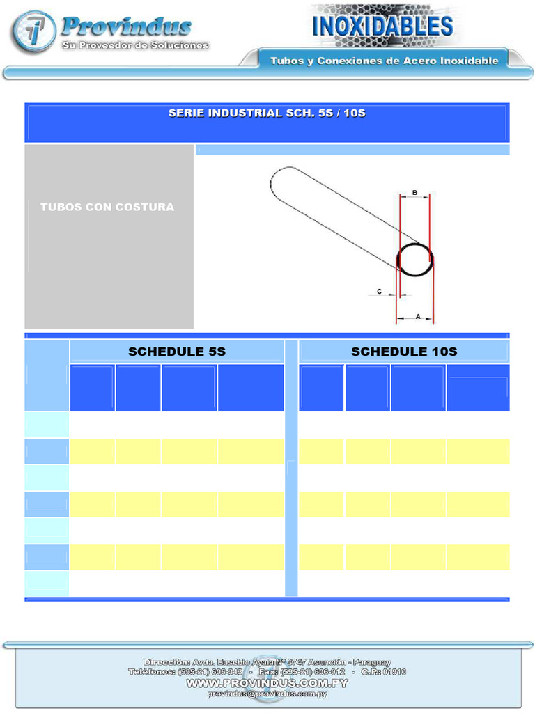 TUBOS INOXIDABLES Tabla de Dimensiones | PDF