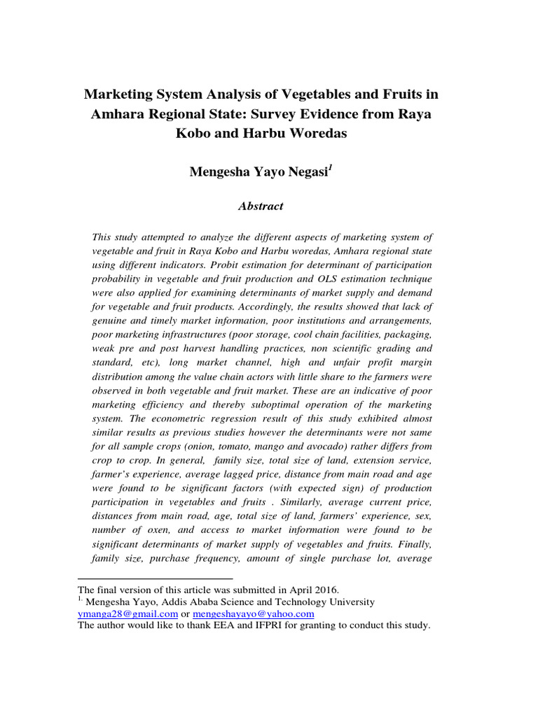 Marketing System Analysis of Vegetables | PDF | Demand | Marketing