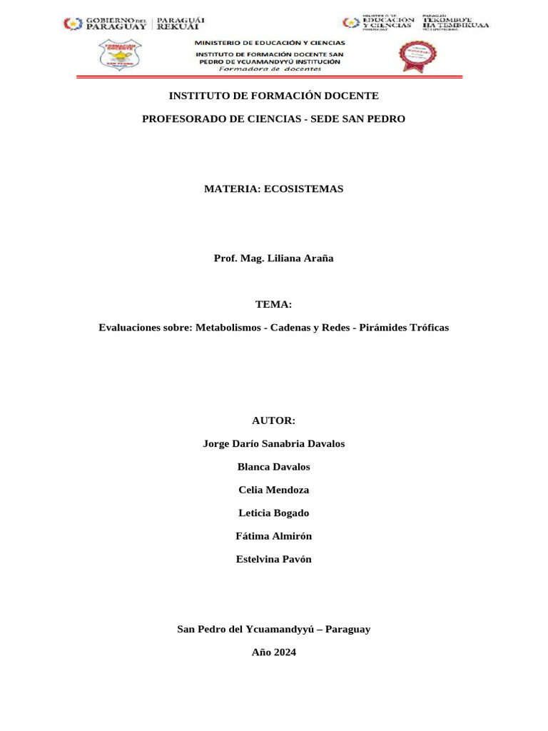 EVALUACIONES - Metabolismos - Cadenas y Redes - Pirámides Tróficas ...