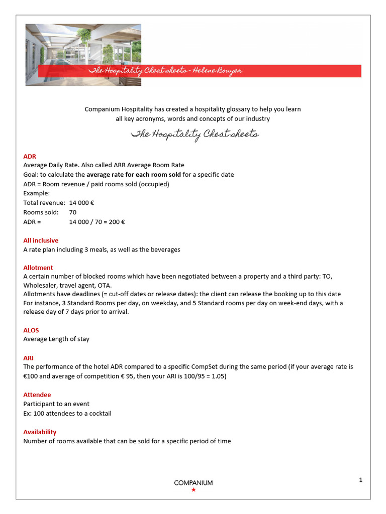 Companium Hospitality Glossary | PDF | Hotel | Expense