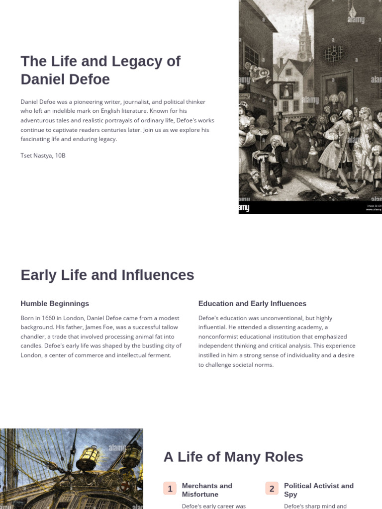 The-Life-and-Legacy-of-Daniel-Defoe | PDF | Daniel Defoe | Robinson Crusoe