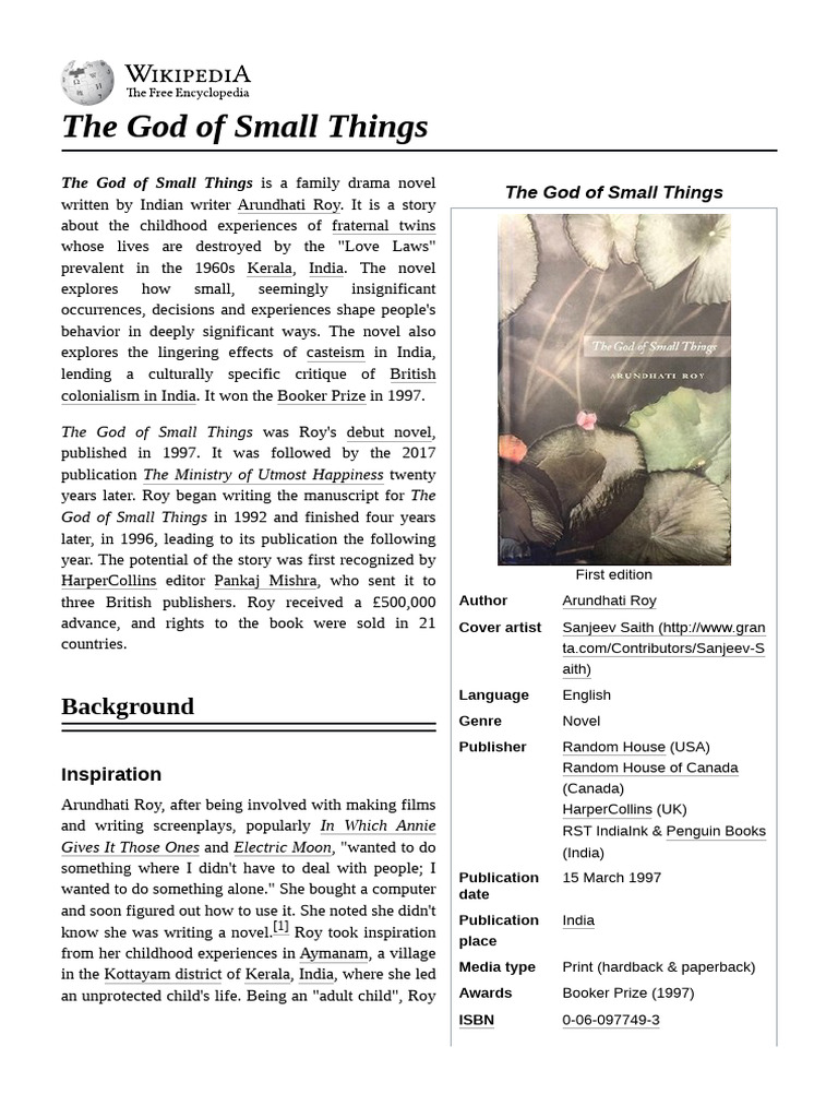 The God of Small Things: 1997 Release | PDF