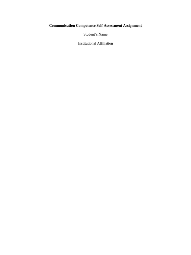 Communication Competence Self-Assessment Assignment | PDF ...