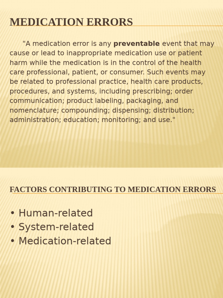 Medication Errors PPT 1 | PDF | Medical Error | Chemistry