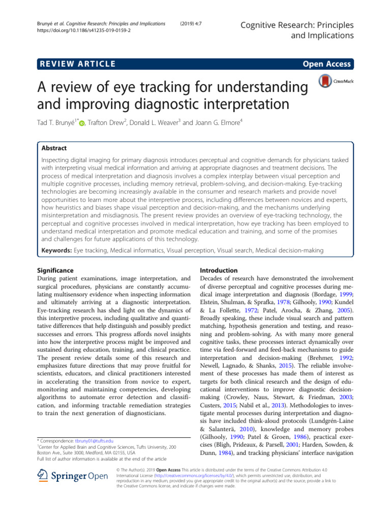 Eye Tracking in Medical Diagnosis | PDF | Cognition | Neuroscience