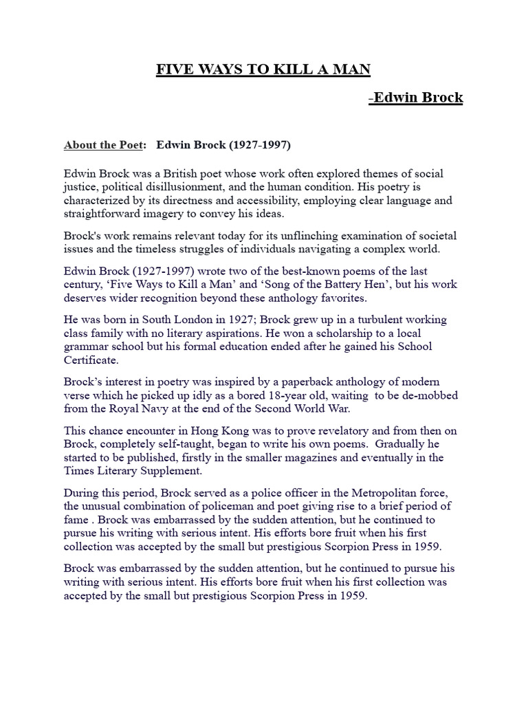 Five Ways To Kill A Man by Edwin Brock | PDF | Jesus