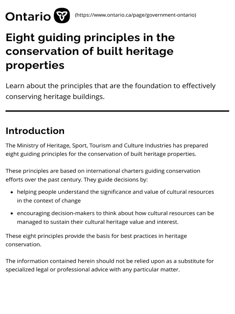 Guiding Principles for Heritage Conservation | PDF