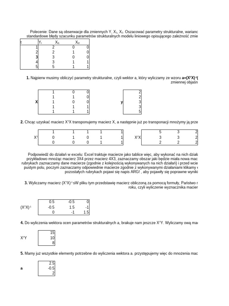 Szacowanie Parametrów Strukturalnych KMNK + Weryfikacja | PDF