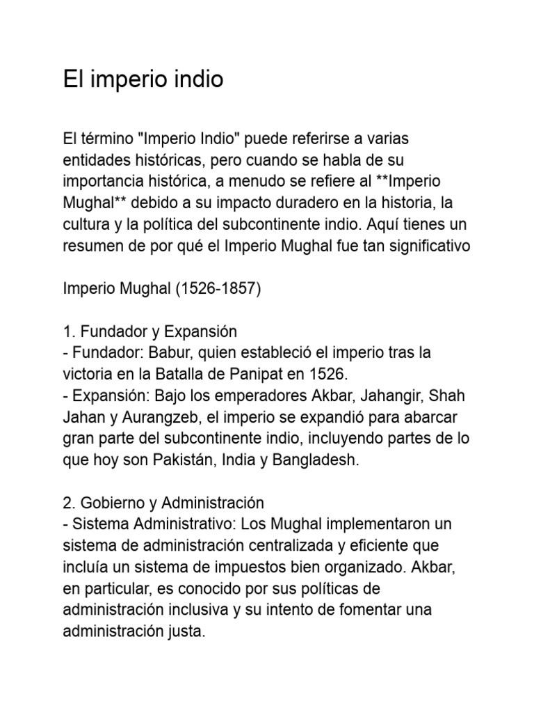 El Imperio Indio | PDF | Imperio mogol