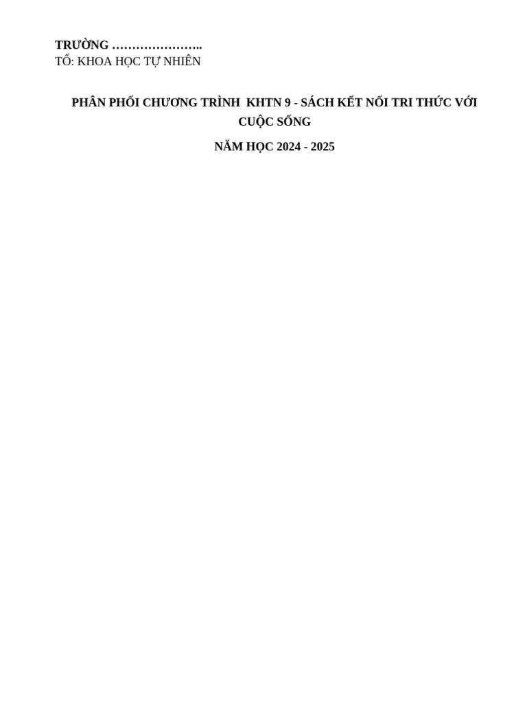 PPCT KHTN 9 - KNTT | PDF