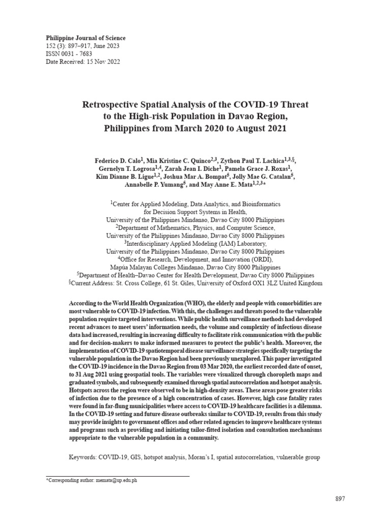 COVID-19 Spatial Analysis in Davao Region | PDF | Spatial Analysis ...