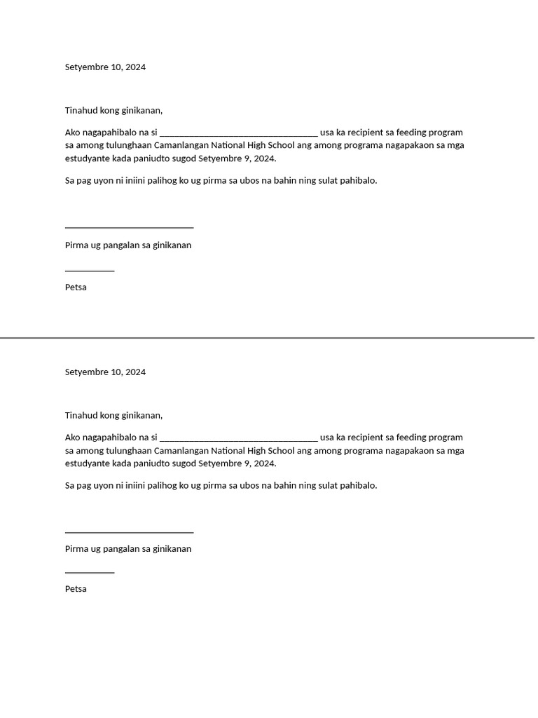 Feeding Letter | PDF