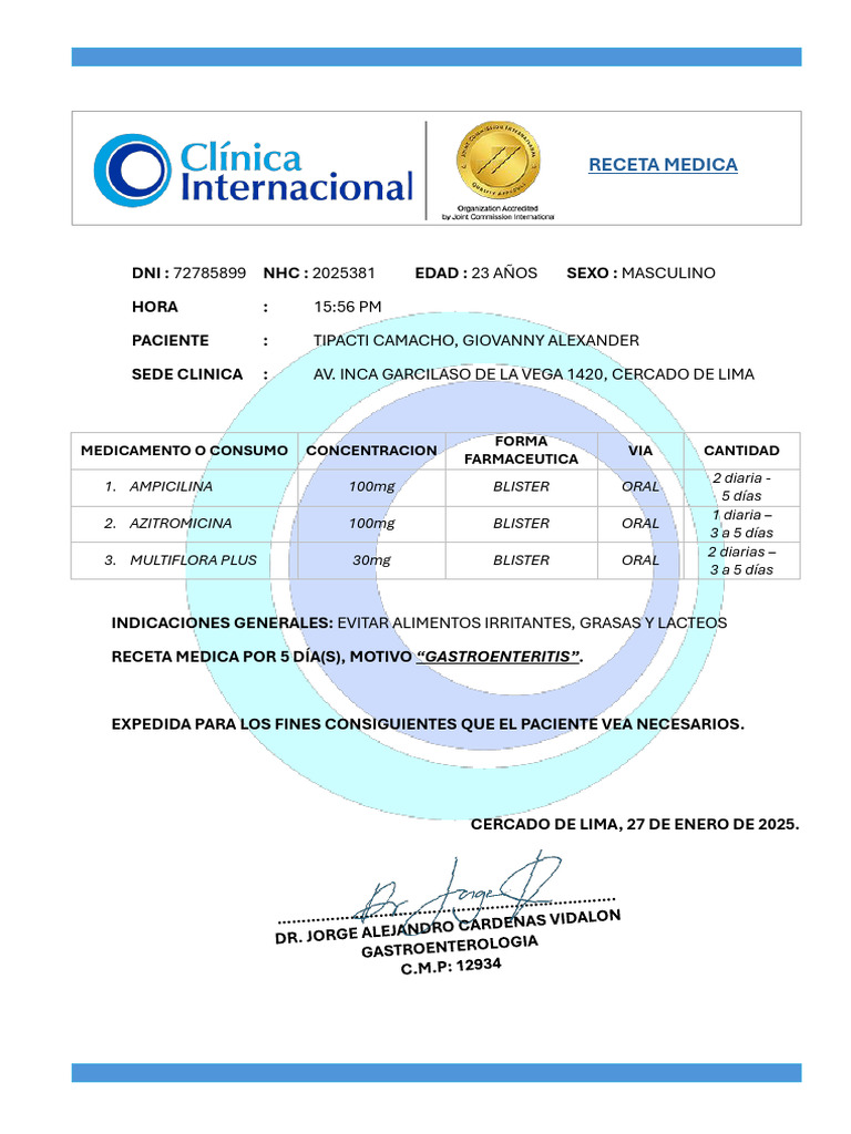 Tipacti Camacho Giovanny Alexander - Receta Medica | PDF