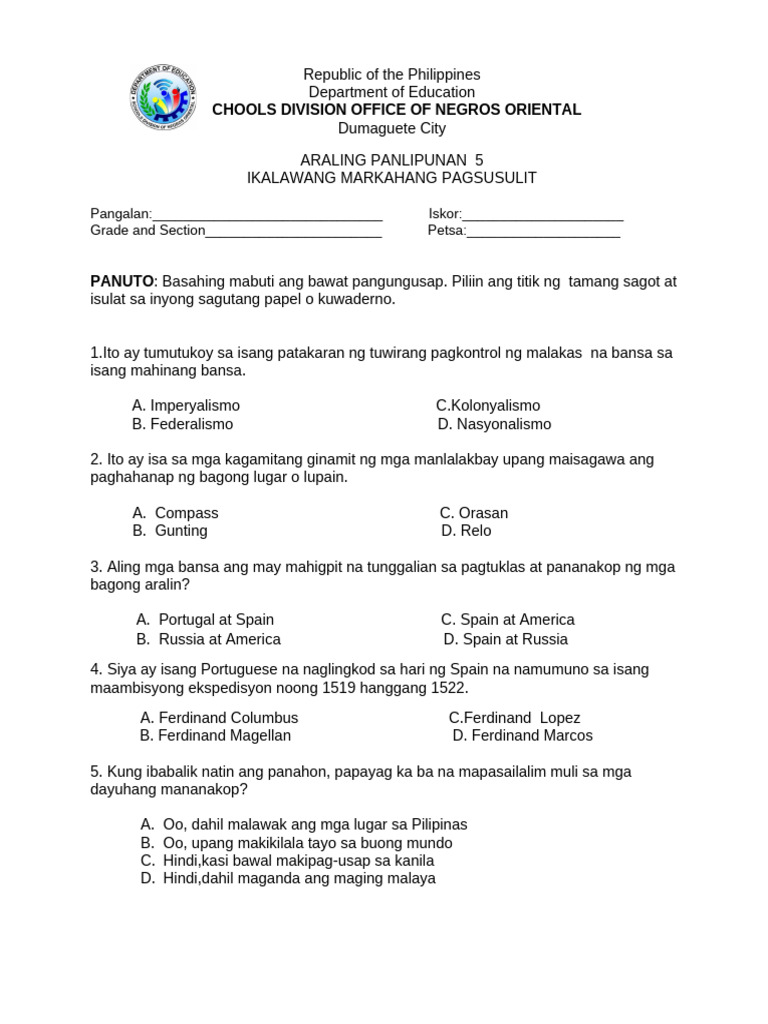 AP5 Q2 ASSESSMENT | PDF