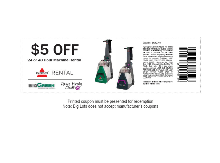 $5 Off Bissell Rental Coupon | PDF