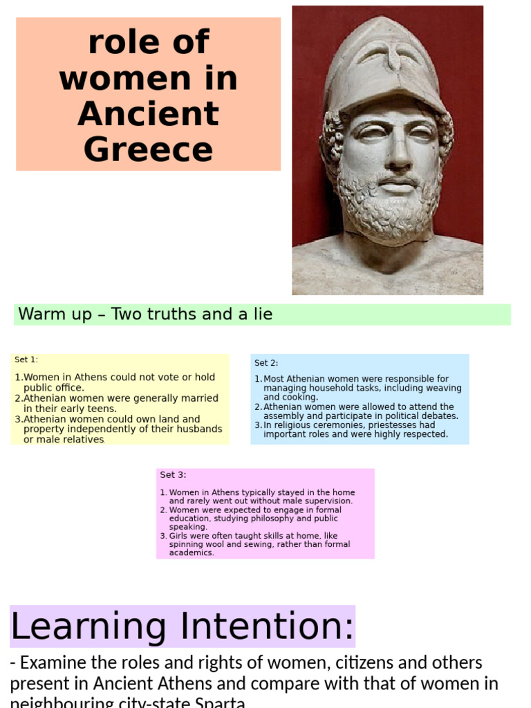 Women in Ancient Greece Source Analysis and Comparison Table STUDENT ...