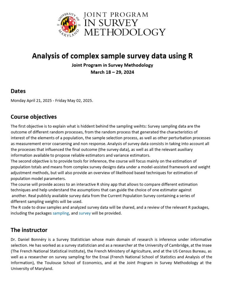 Complex Survey Data Analysis in R | PDF | Statistical Inference | Survey Methodology