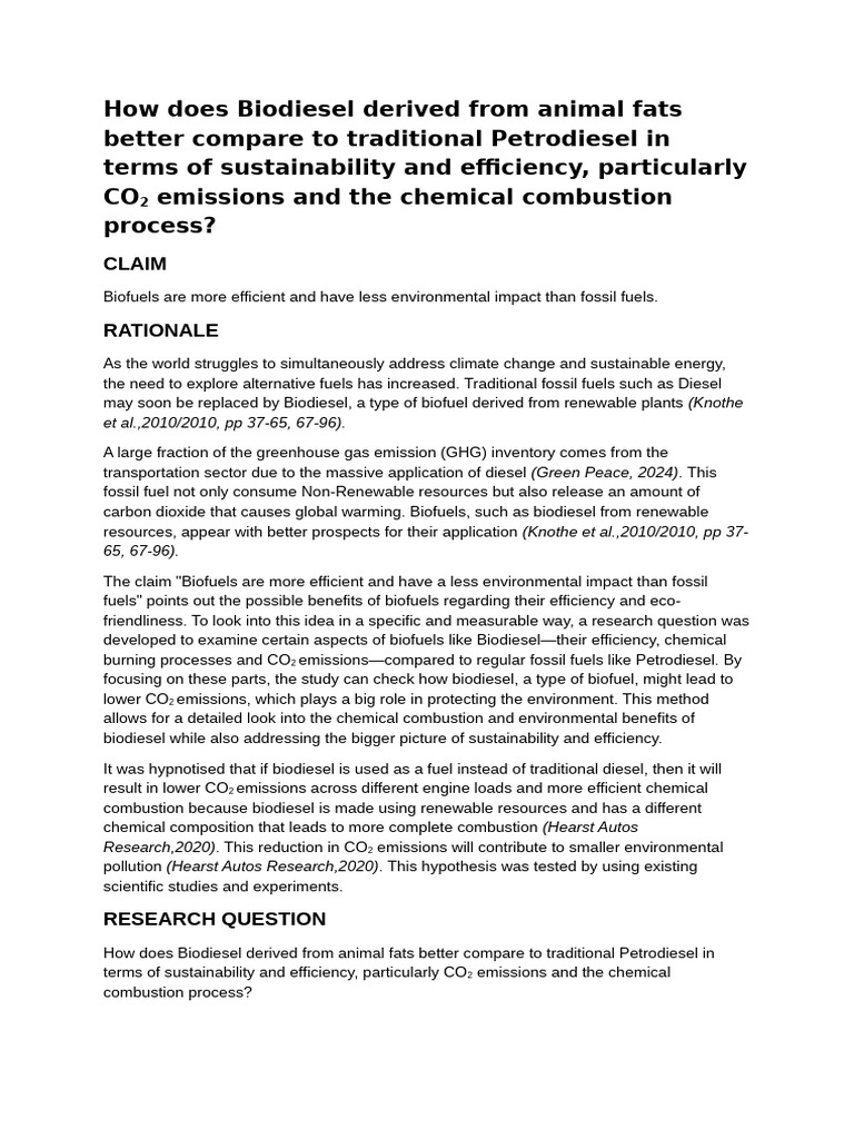 Biodiesel Vs Petrodiesel - Chemistry - Final - Kiranpreet | PDF ...