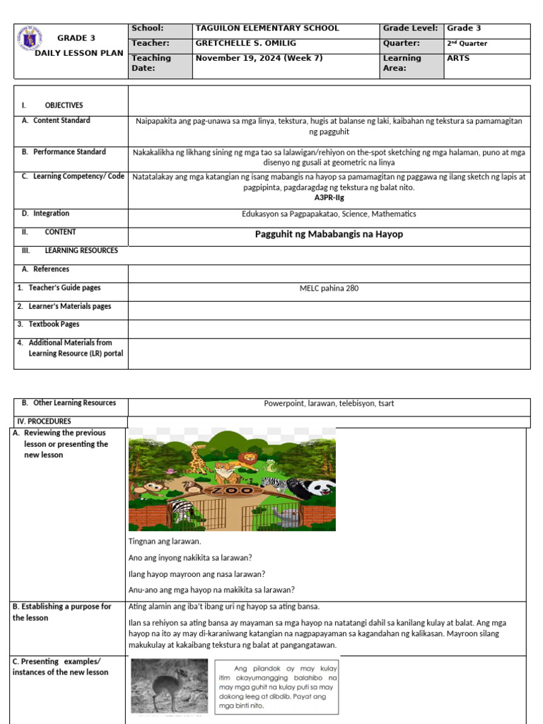 Grade 3-Dll-Arts-Week7 | PDF | Pedagogy | Education Theory