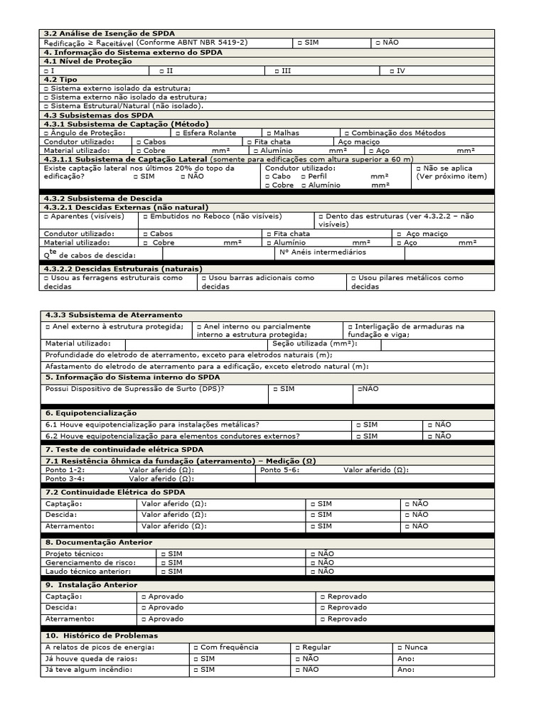Check List Spda | PDF | Condutor elétrico | Eletromagnetismo