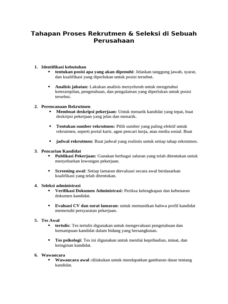 Tahapan Proses Rekrutmen SDM | PDF
