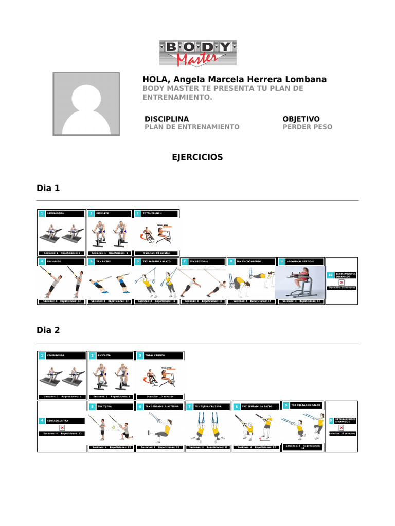 Plan_de_entrenamiento | PDF | Entrenamiento con pesas | Ejercicio físico