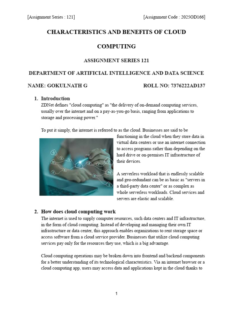 Characteristics and Benefits of Cloud Computing | PDF | Cloud Computing ...