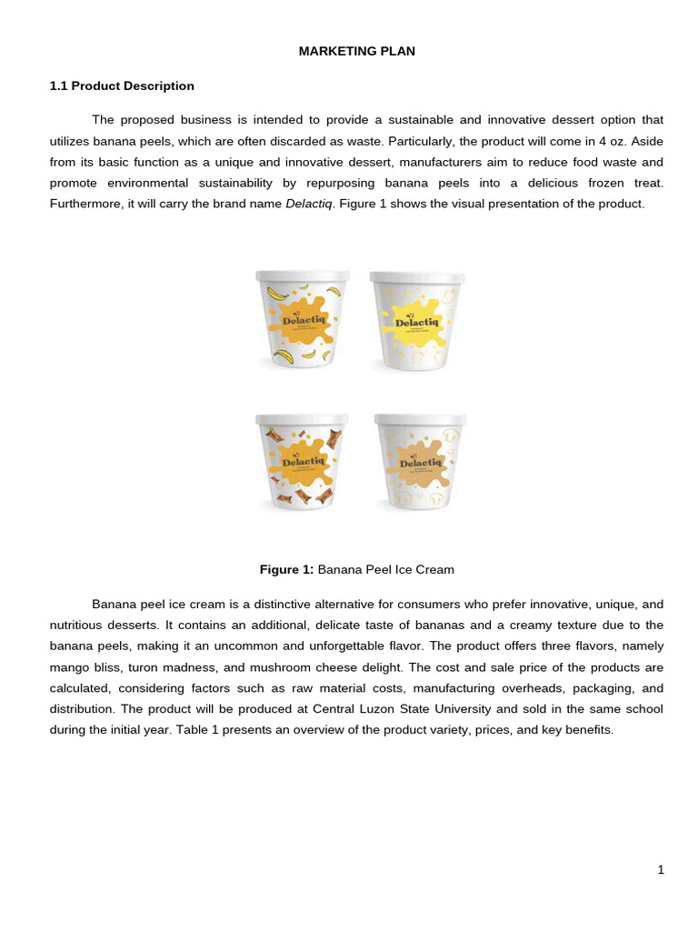 Sustainable Banana Peel Ice Cream Plan | PDF | Brand | Advertising