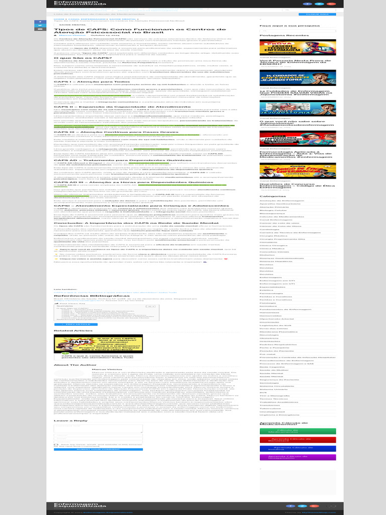 tipos de caps | PDF | Enfermagem | Psiquiatria