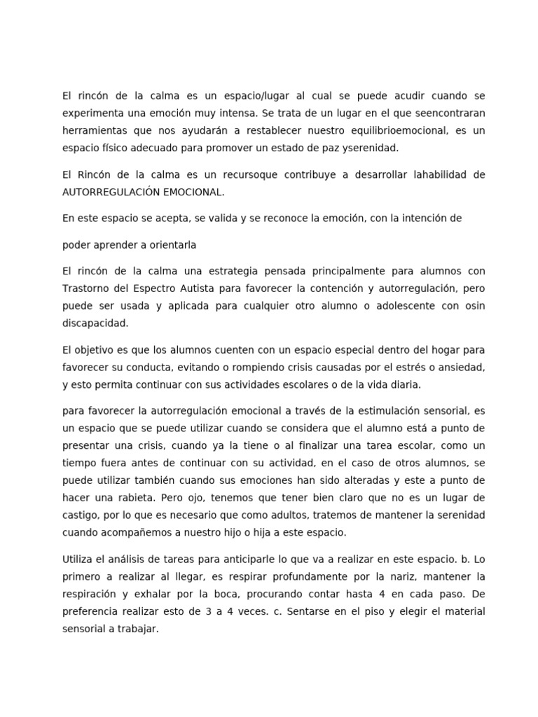 El Rincón de La Calma Es Un Espacio | PDF | Las emociones ...