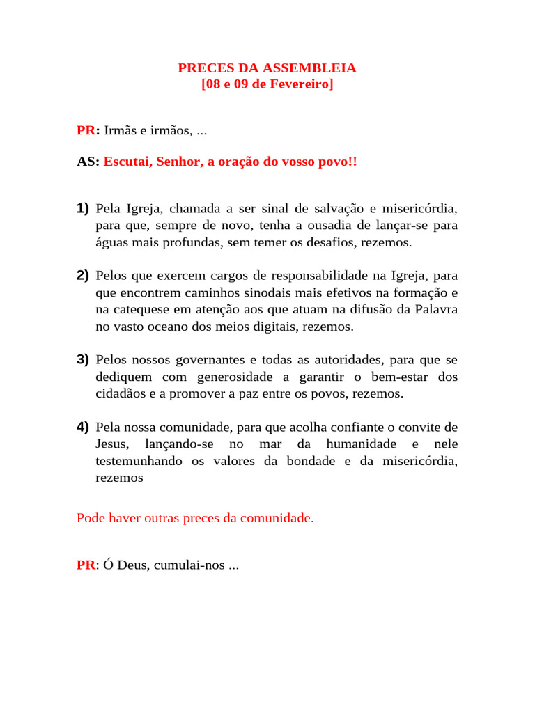 PRECES 08 e 09 Fevereiro 2025 | PDF