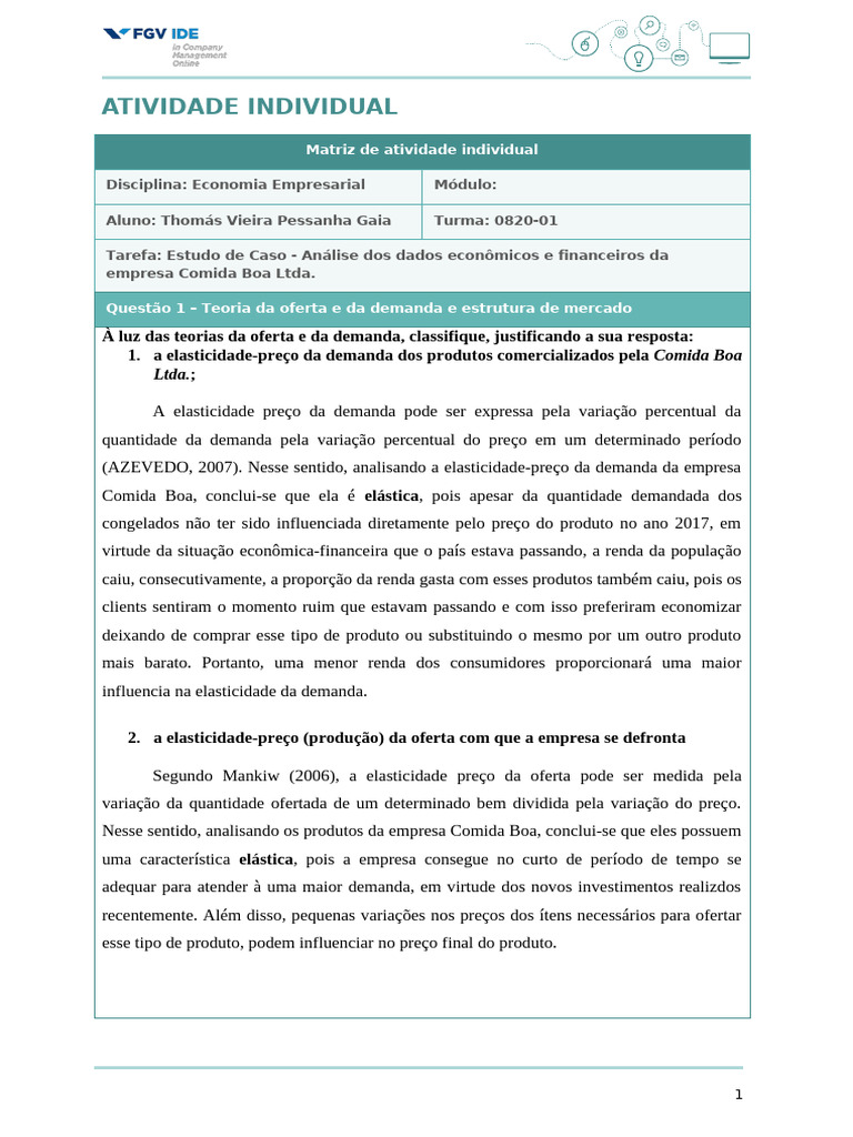 Economia Empresarial Thomás Gaia | PDF | Mercado (economia) | Taxa de ...