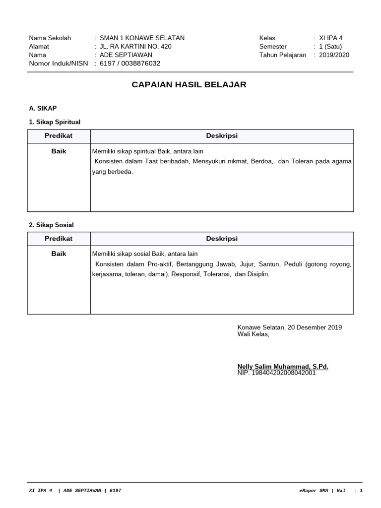 Rapor - XI IPA 4 - 20191 VIVI | PDF