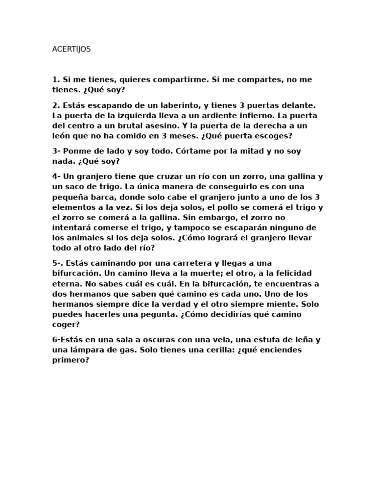 ACERTIJOS y Sopa de Letras | PDF